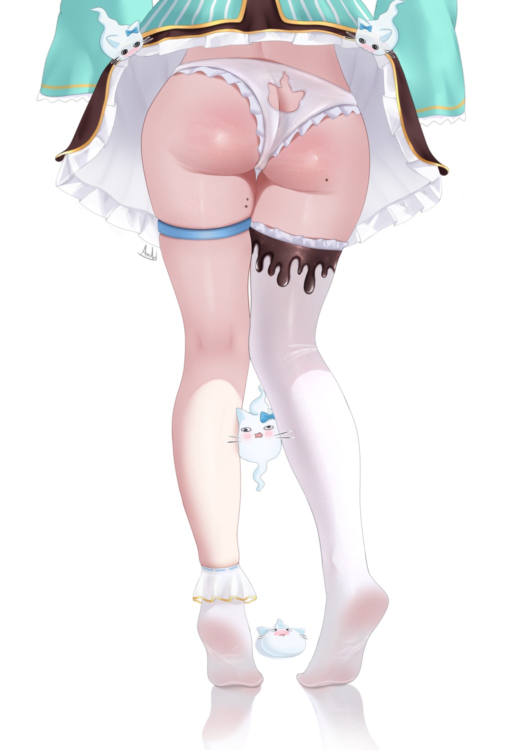 andrl indie virtual youtuber mint fantome ass cameltoe garter pantsu skirt lift thighhighs thong ...